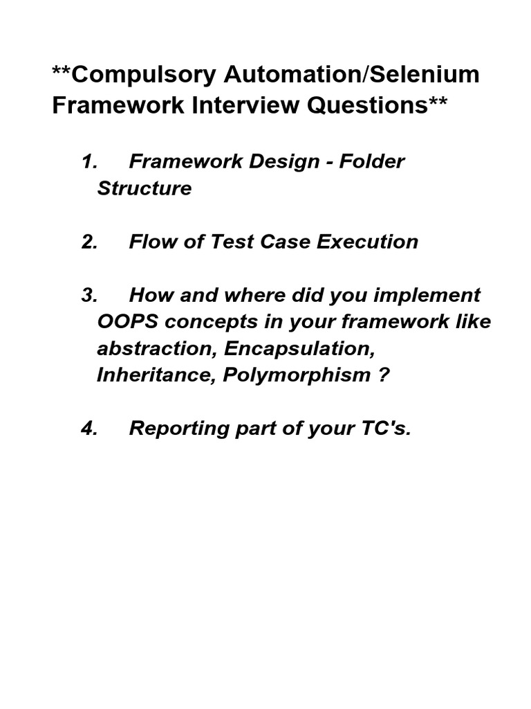 Selenium Framework Interview Questions | PDF