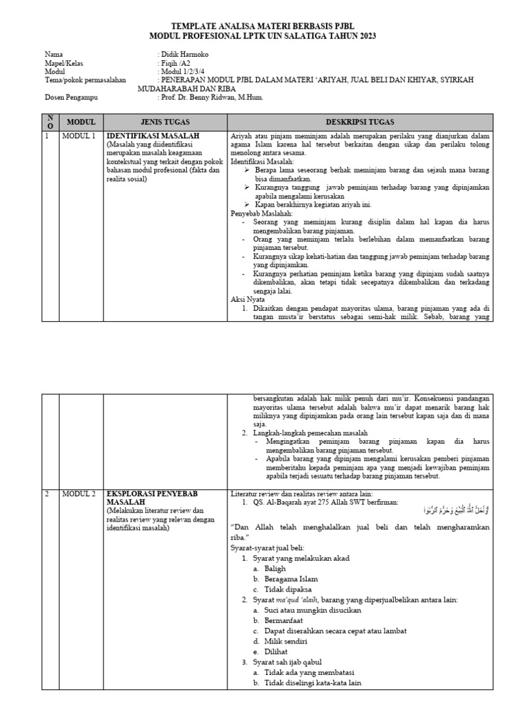 Template PJBL - Profesional Komplit | PDF