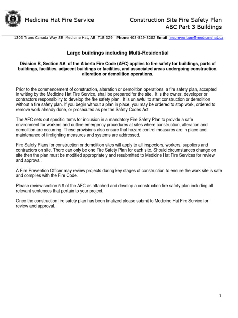 Construction and Demolition Site Fire Safety Plan | PDF | Fire Safety ...