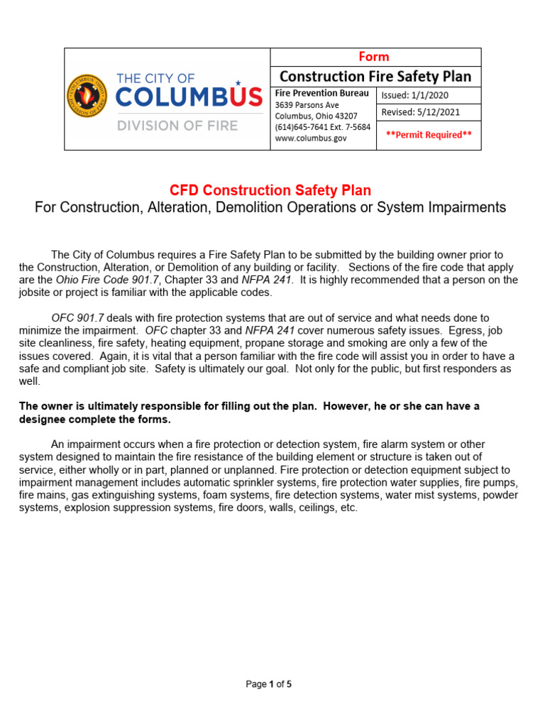 Construction Fire Safety Plan | PDF | Fire Safety | Fire Sprinkler System