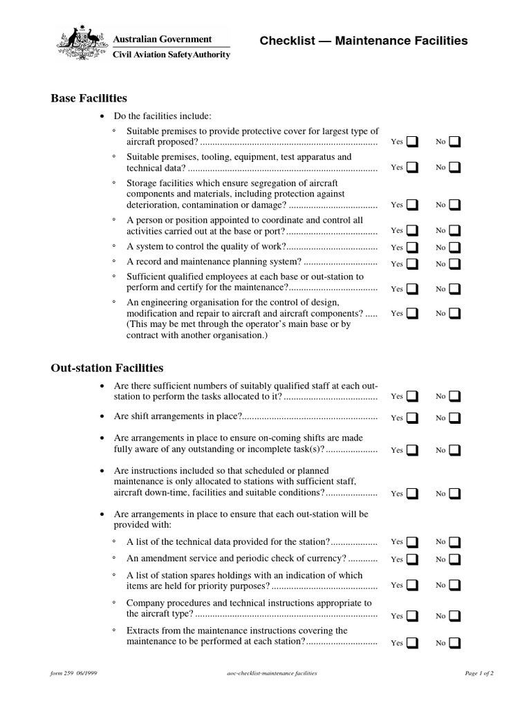 Facility Maintenance Checklist | PDF