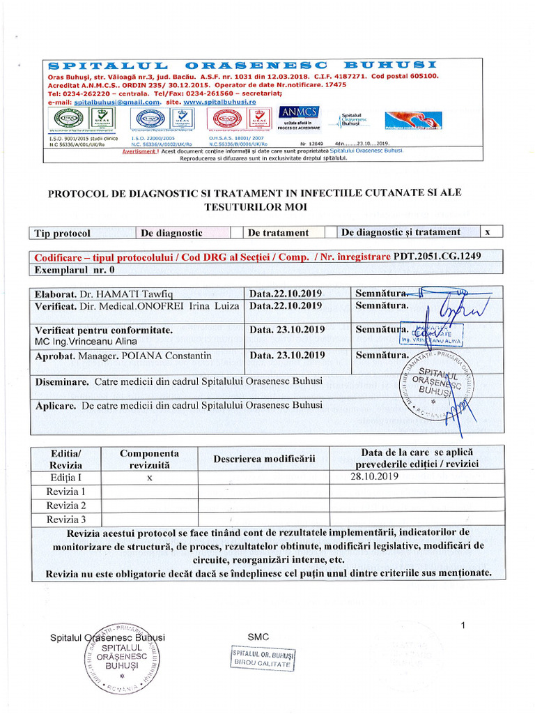 Protocol DT in Infectiile Cutanate Si Ale Tesuturilor Moi | PDF