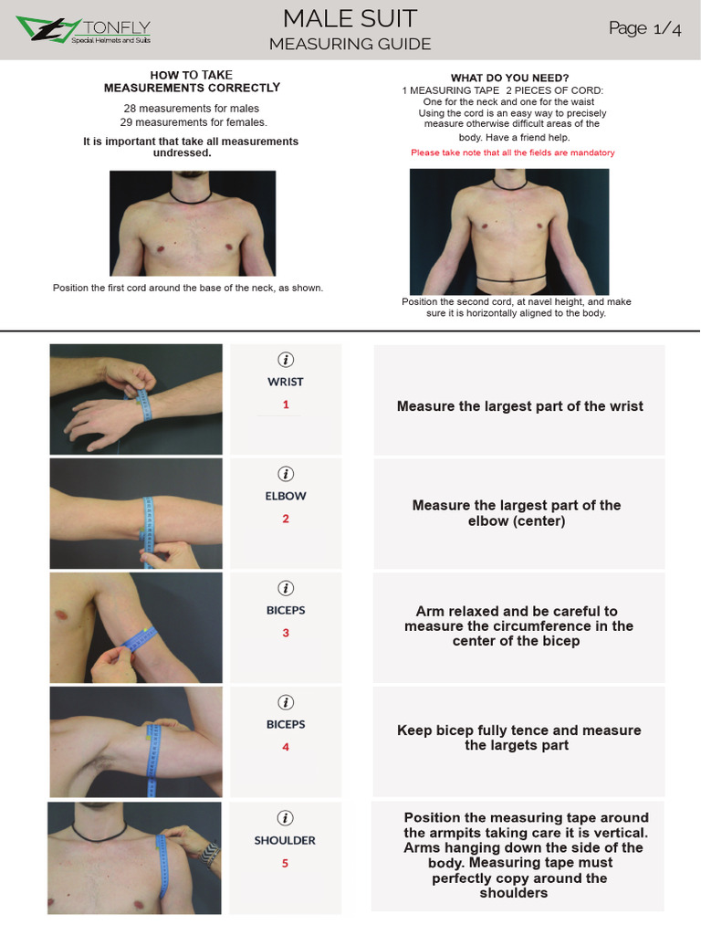 Measuring Guide Man | PDF | Waist | Elbow