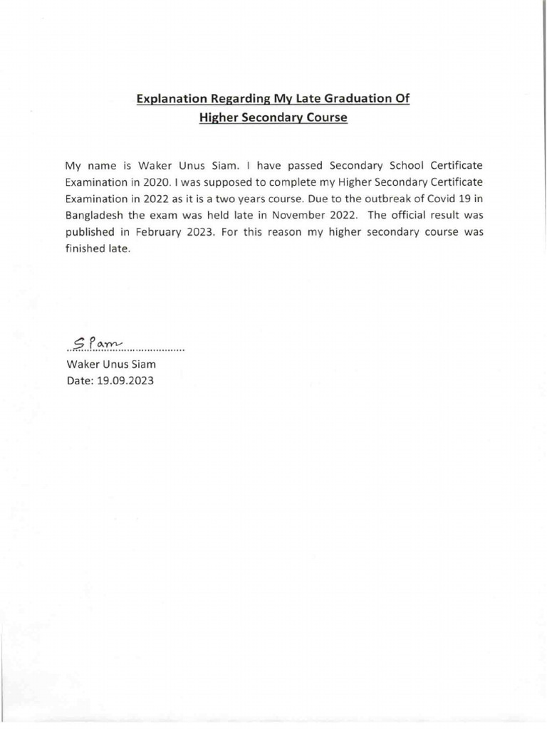 Late Graduation Explanation | PDF