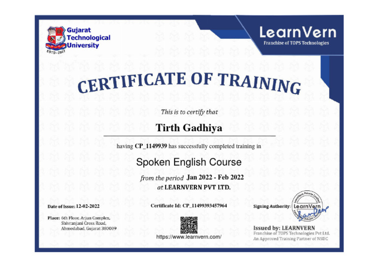 Learnvern Certificate-3457964 | PDF