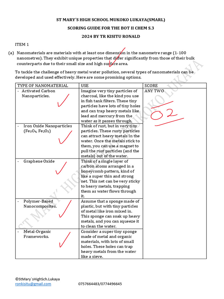 Marking Guide Chem Bot Ii S.3 | PDF | Exhaust Gas | Air Pollution