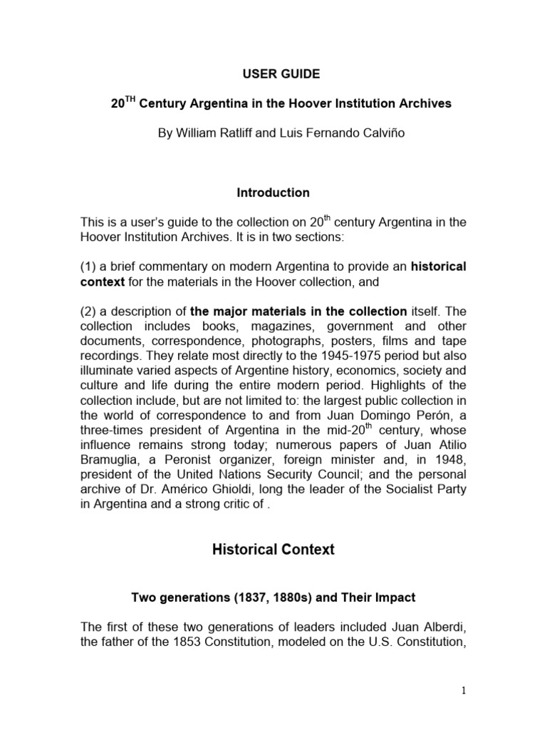 BOOK: 20TH Century Argentina in The Hoover Institution Archives Author ...
