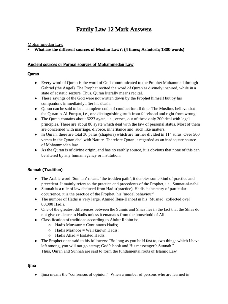 Family Law I 12 Mark Answers-3.docx - 1494242773827 | PDF | Adultery ...