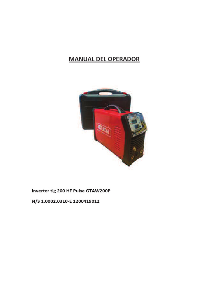 Manual de Instrucciones Inverter 200 HF Gtaw 200P | PDF | Soldadura ...