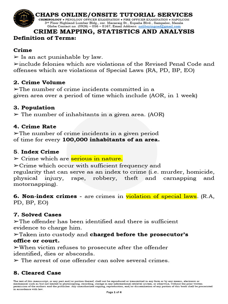 Crime Mapping, Statistics and Analysis | PDF | Crime & Violence | Crimes