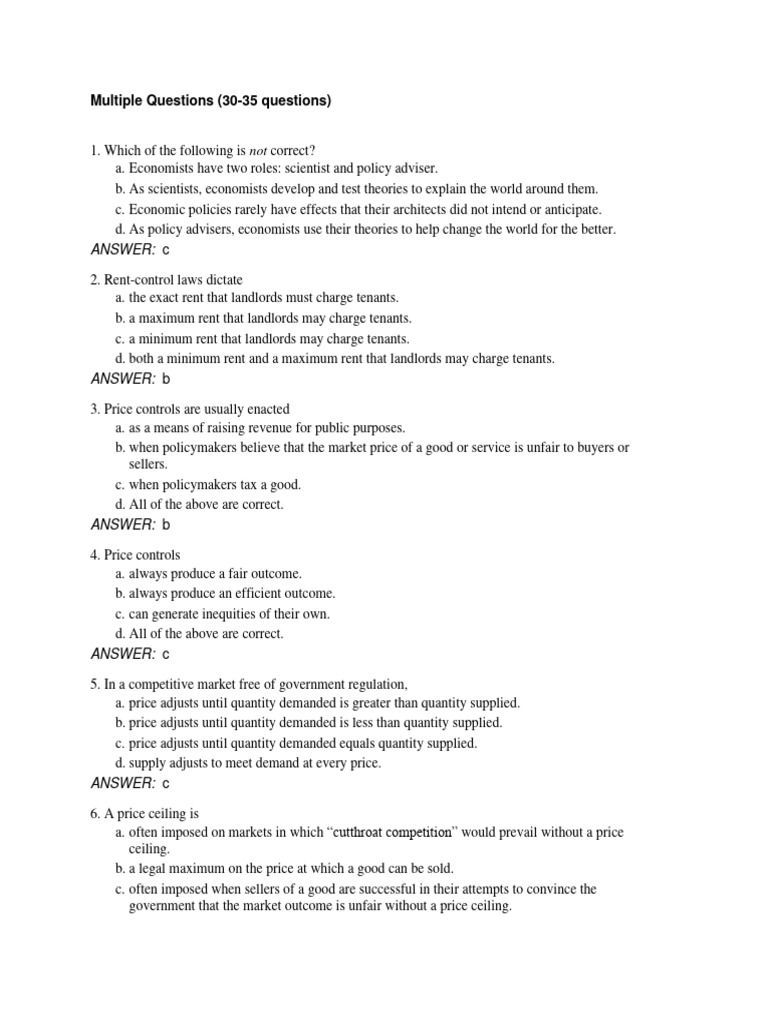 Chapter 6 Practice Question | PDF | Elasticity (Economics) | Economic ...