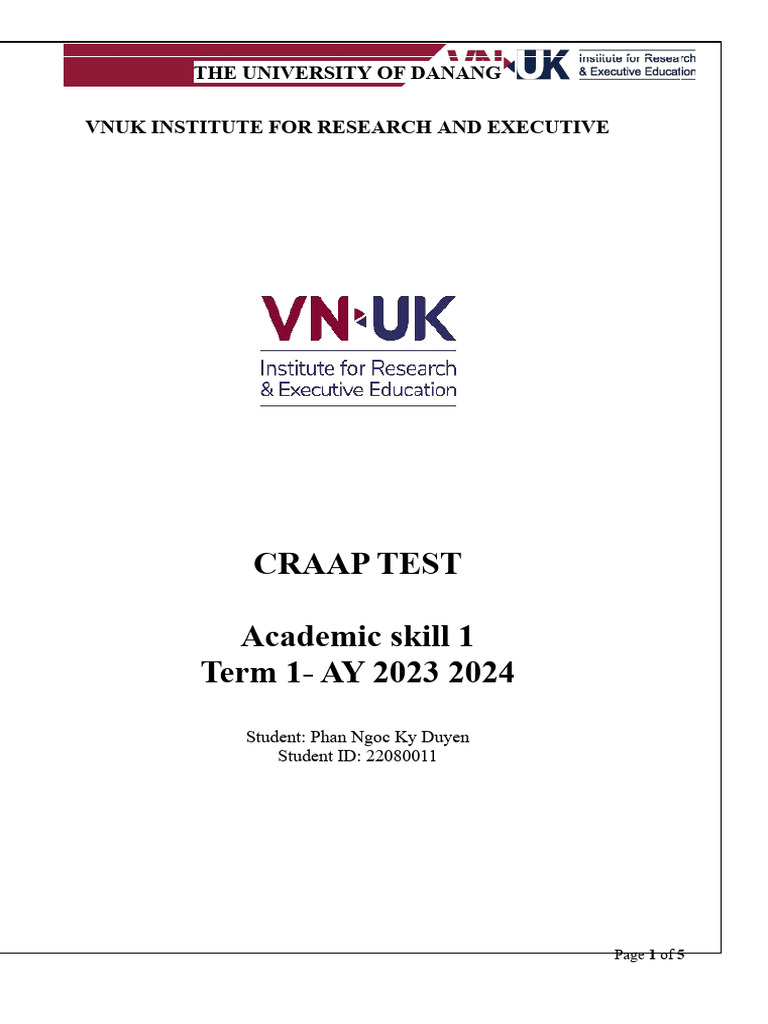 CRAAP Test Evaluation for Academic Research | PDF | Information | Human ...
