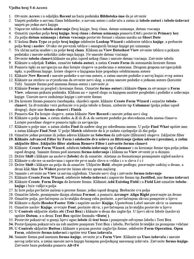 Vježba Broj 5 6 Access 2016 | PDF Vježba Broj 5 6 Access 2016 | PDF