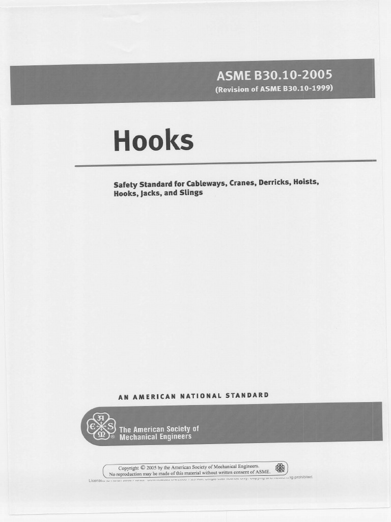 ASME B30.10-2005 - Hooks | PDF