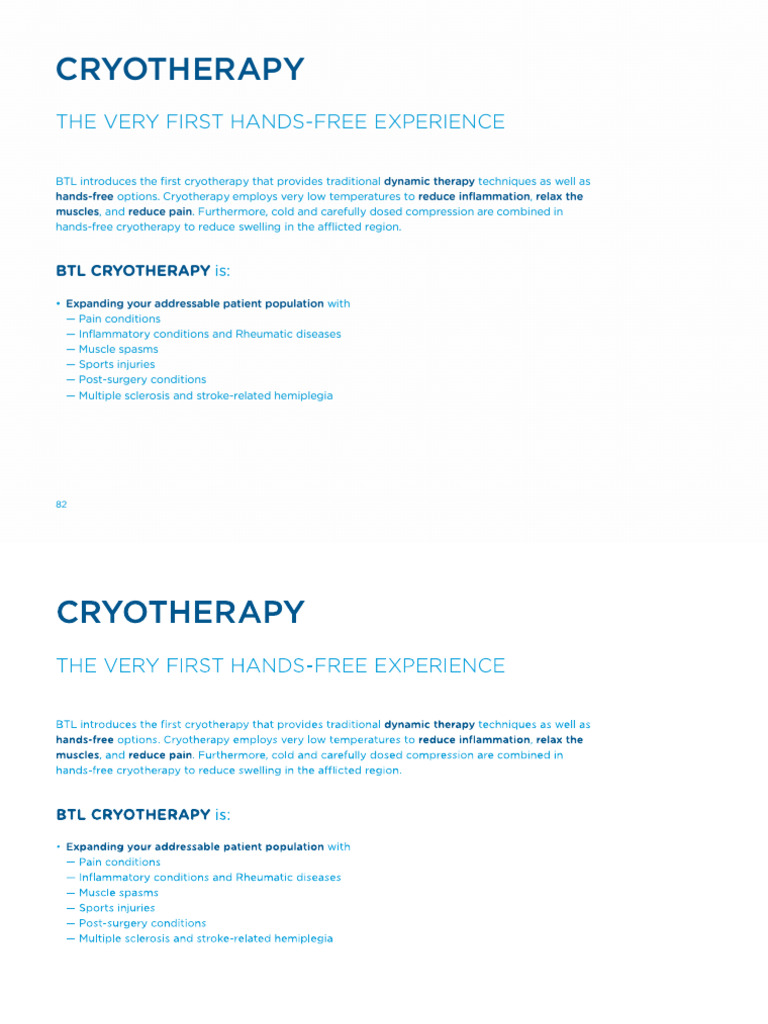 BTL Cryotherapy Cat en | PDF | Clinical Medicine | Medical Specialties