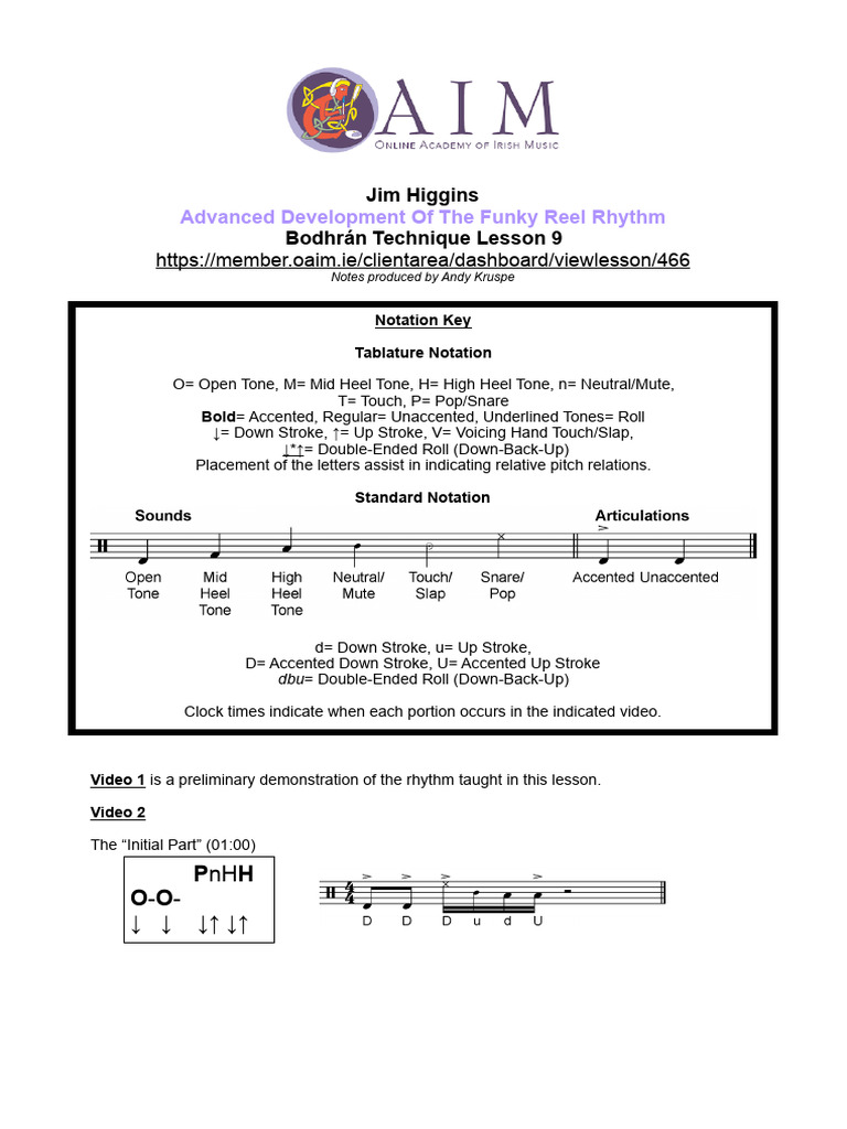 Lesson 9 Advanced Development of The Funky Reel Rhythm BodhranTech | PDF