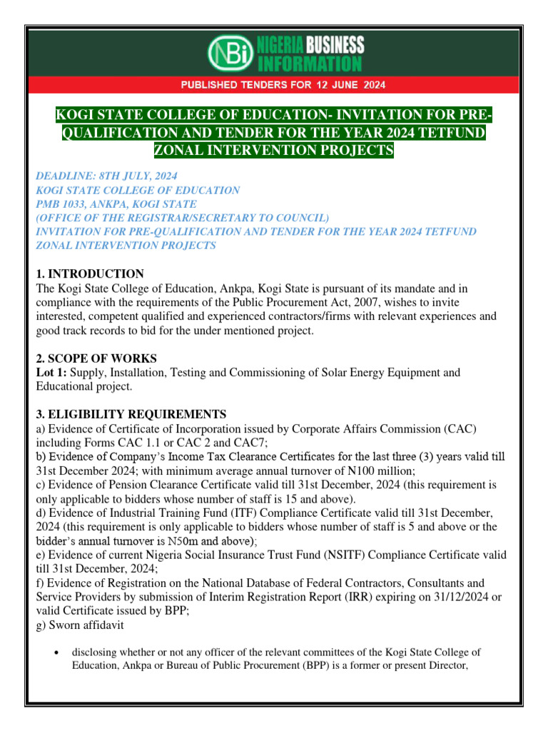 12 June 2024 Full Tenders Download | PDF | Joint Venture | Fraud