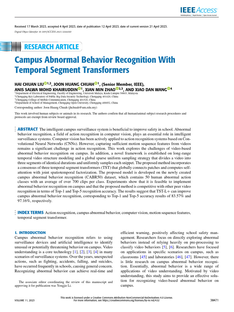 Campus Abnormal Behavior Recognition | PDF