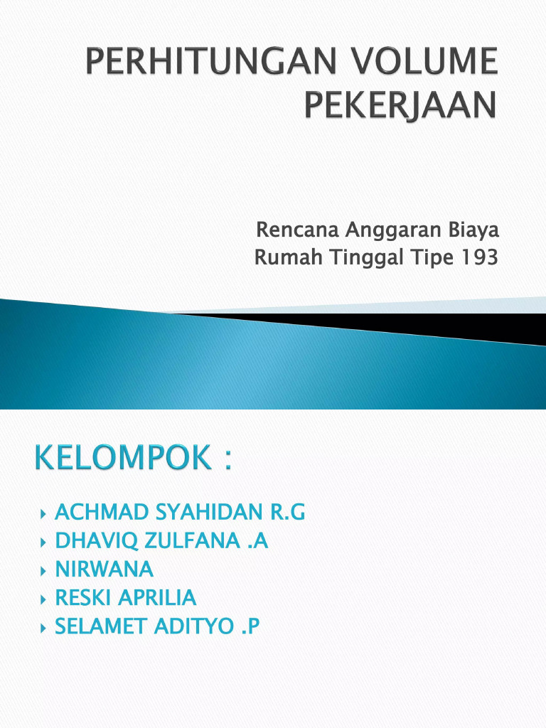 Perhitungan Volume Pekerjaan Rumah Tinggal Tipe 193 Ppt | PDF