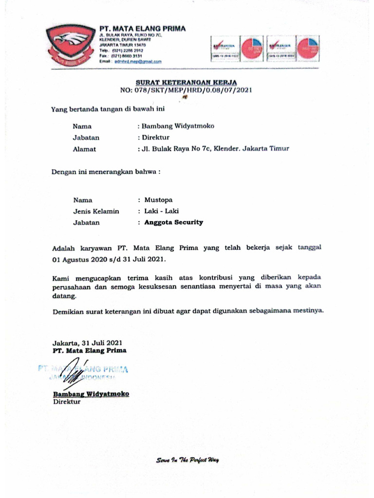 Sertifikat Mata Elang Mus | PDF