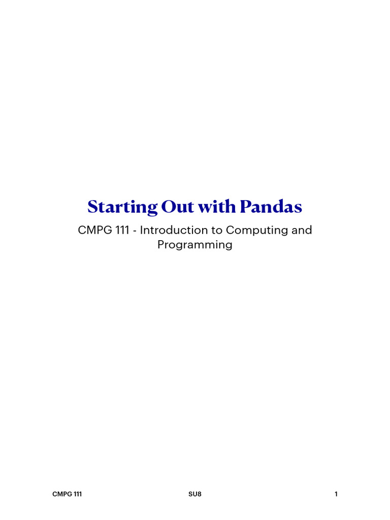Starting Out With Pandas - Ext | PDF | Computing | Computer Programming