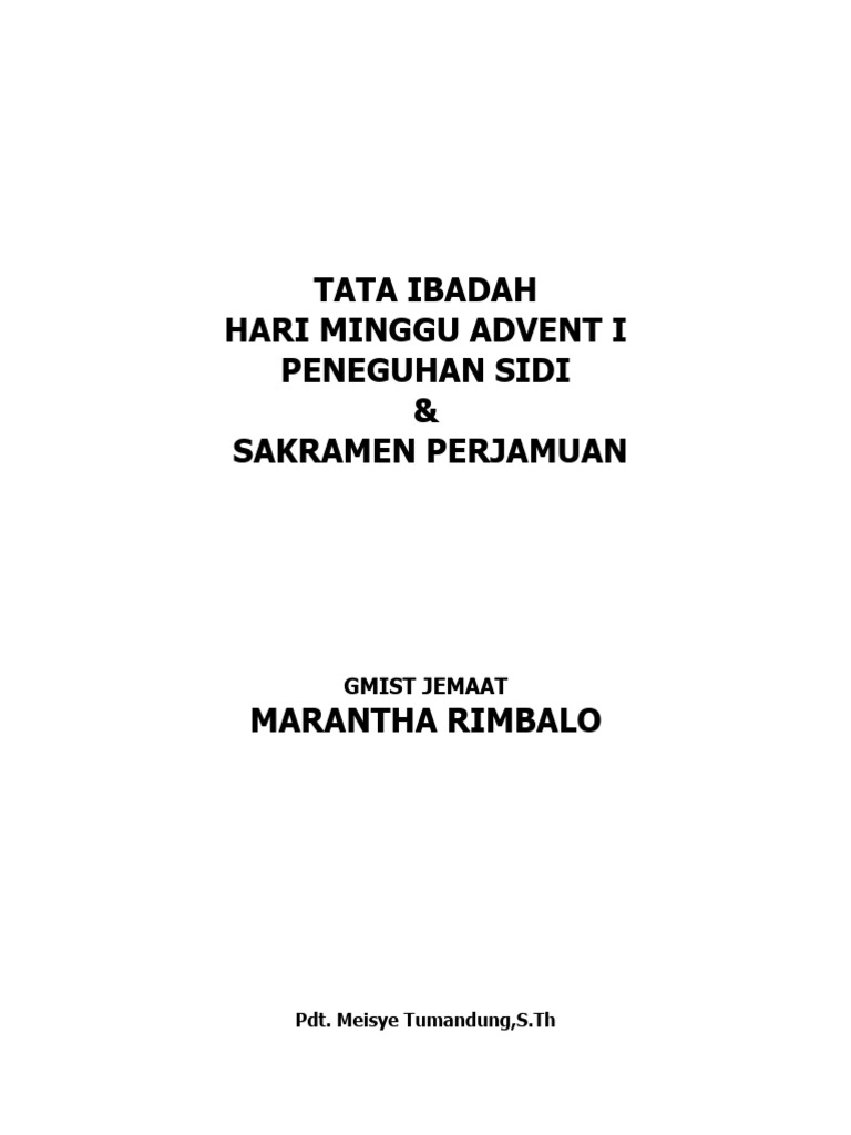 TATA IBADAH HARI MINGGU ADVENT I SIDI DAN SAKRAMEN Perjamuan - PDT ...