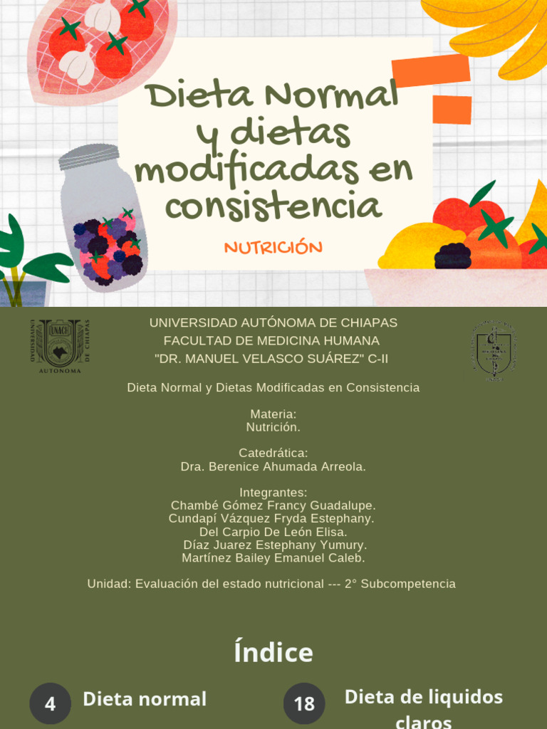 Tipos de Dietas Normal, Blanda, Suave, Liq. Claros y Generales | PDF ...