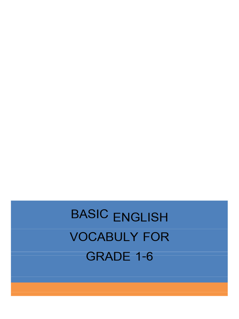 Basic Vocabulary | PDF