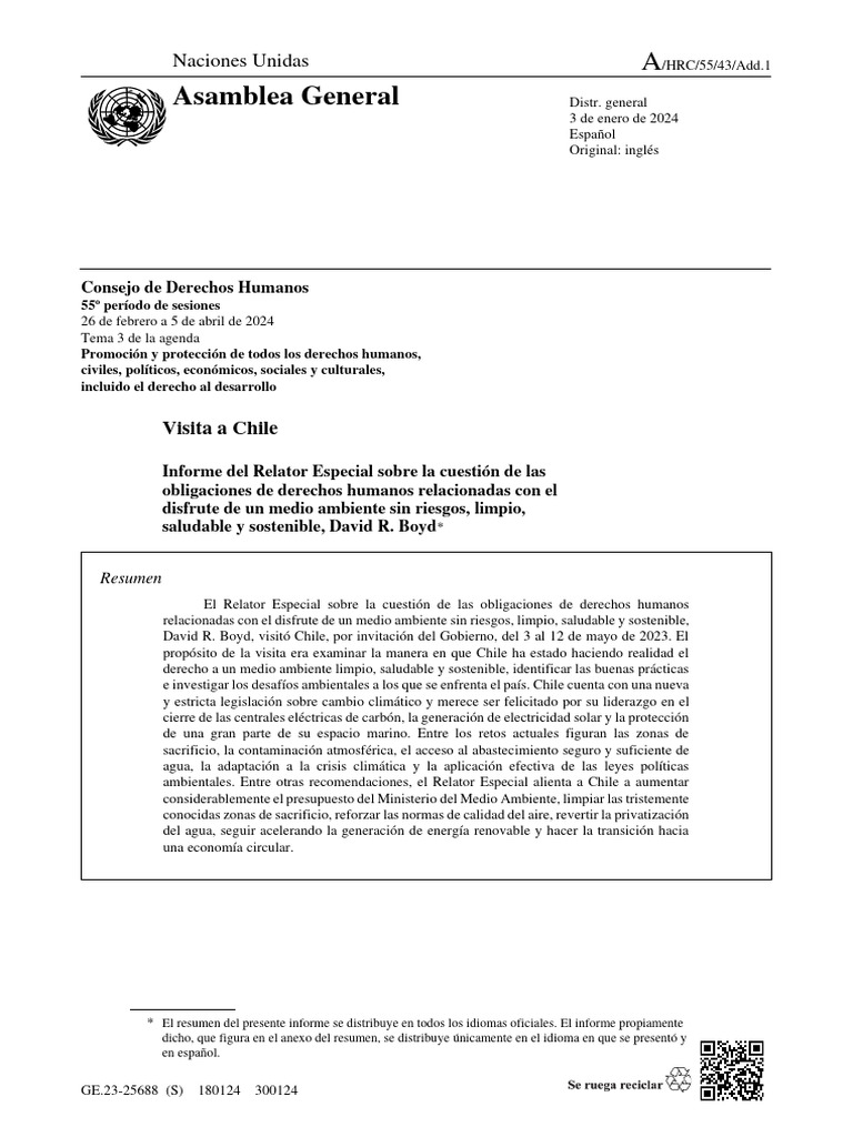 Relator ONU | PDF | Energía renovable | Chile