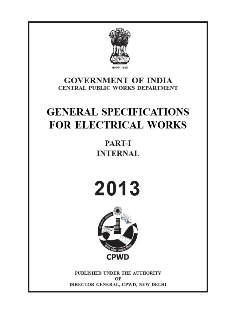 CPWD Electrical Works Specifications Part 1 | PDF | Electrical ...