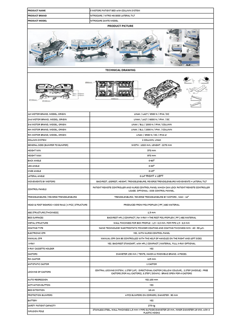 Nitro HB 8000 L - Techni̇cal Sheet + Lateral Tilt | PDF | Pipe (Fluid ...