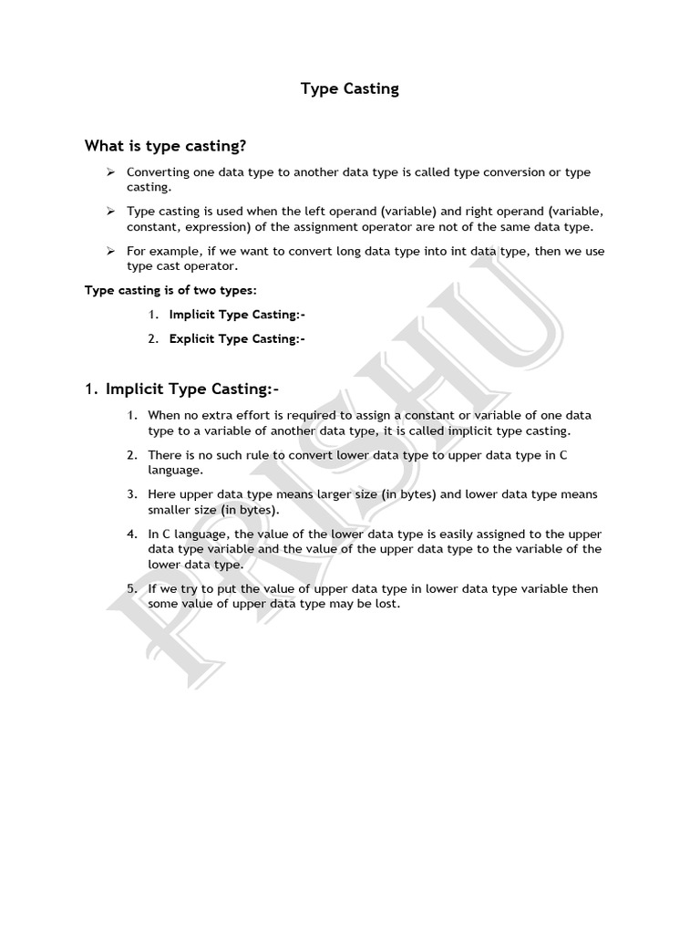16 Type Casting | PDF | Integer (Computer Science) | Computer Programming