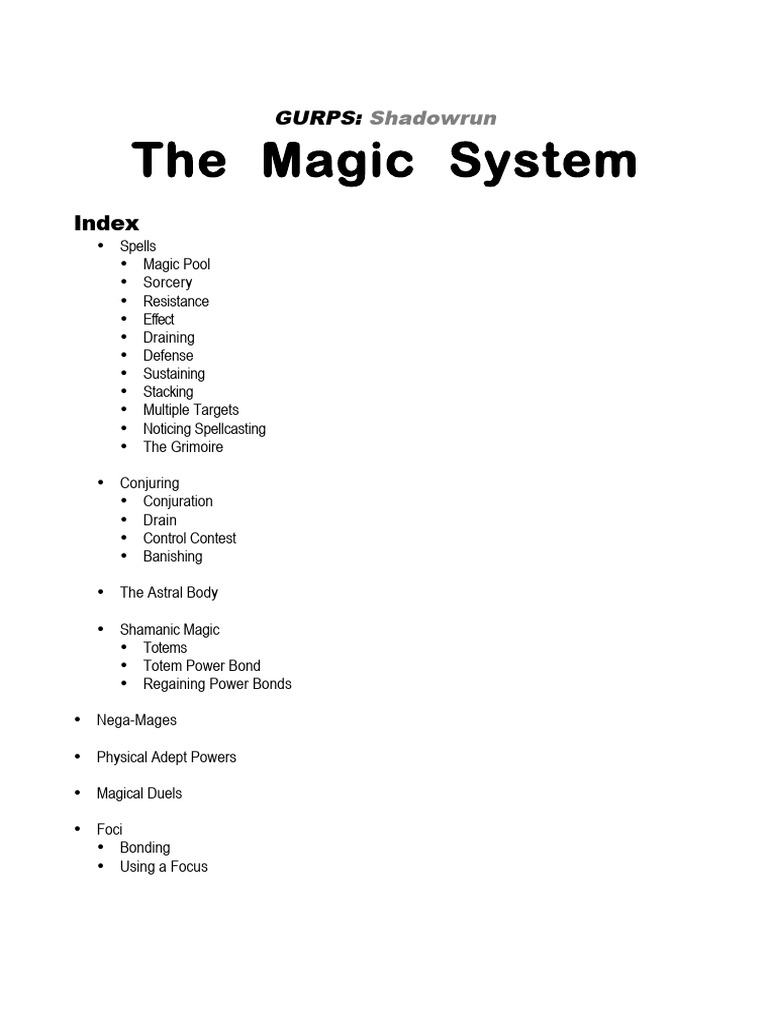 GURPS Shadowrun The Magic System | Download Free PDF | Magician ...