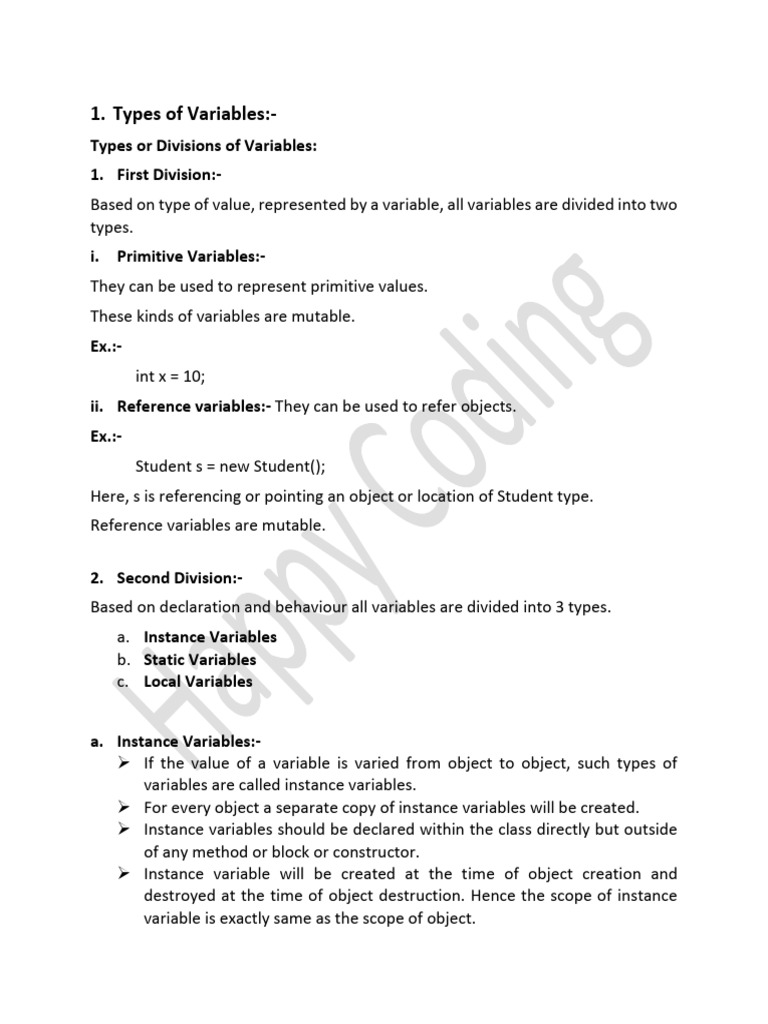 Lecture 8. Java Fundamentals - Types of Variables | Download Free PDF ... Lecture 8. Java Fundamentals - Types of Variables | Download Free PDF ...