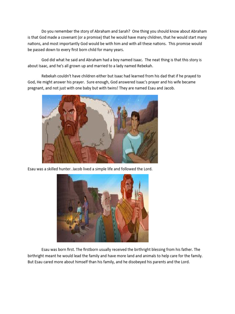 Storytelling Esau and Jacob | PDF | Jacob | Rebecca