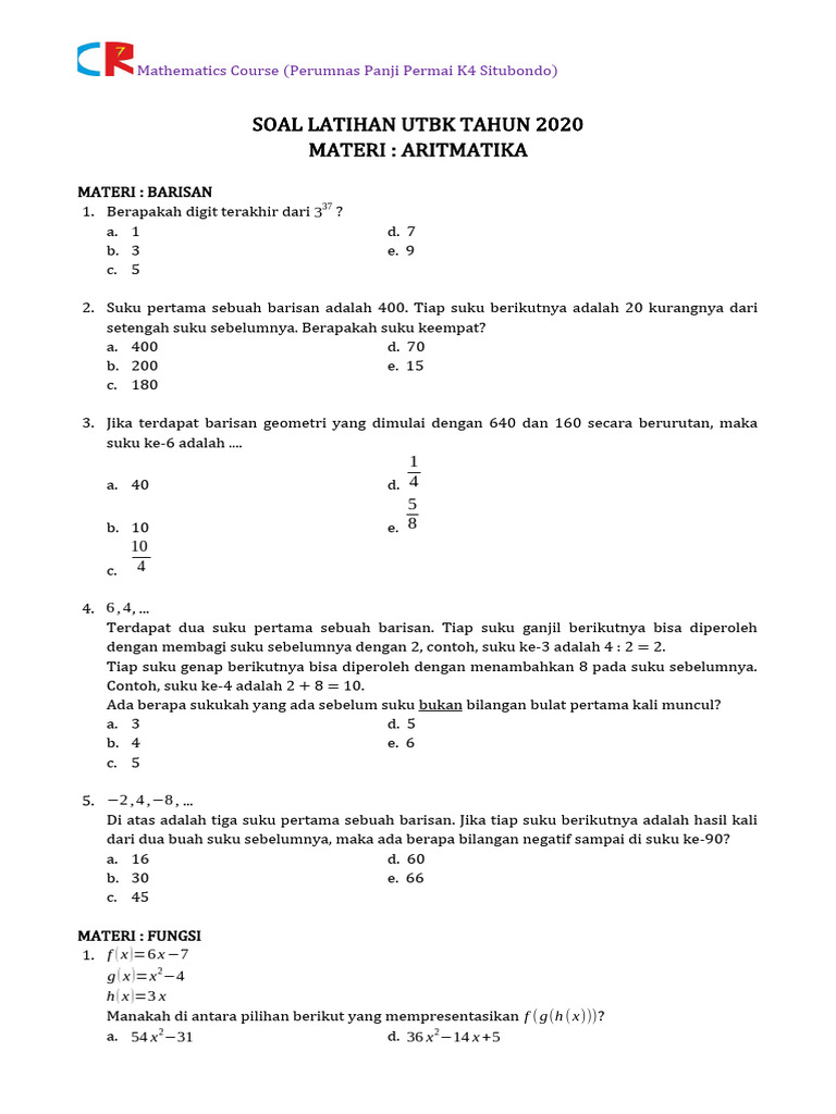 SOAL LATIHAN UTBK TAHUN 2020 Pertemuan 4 | PDF