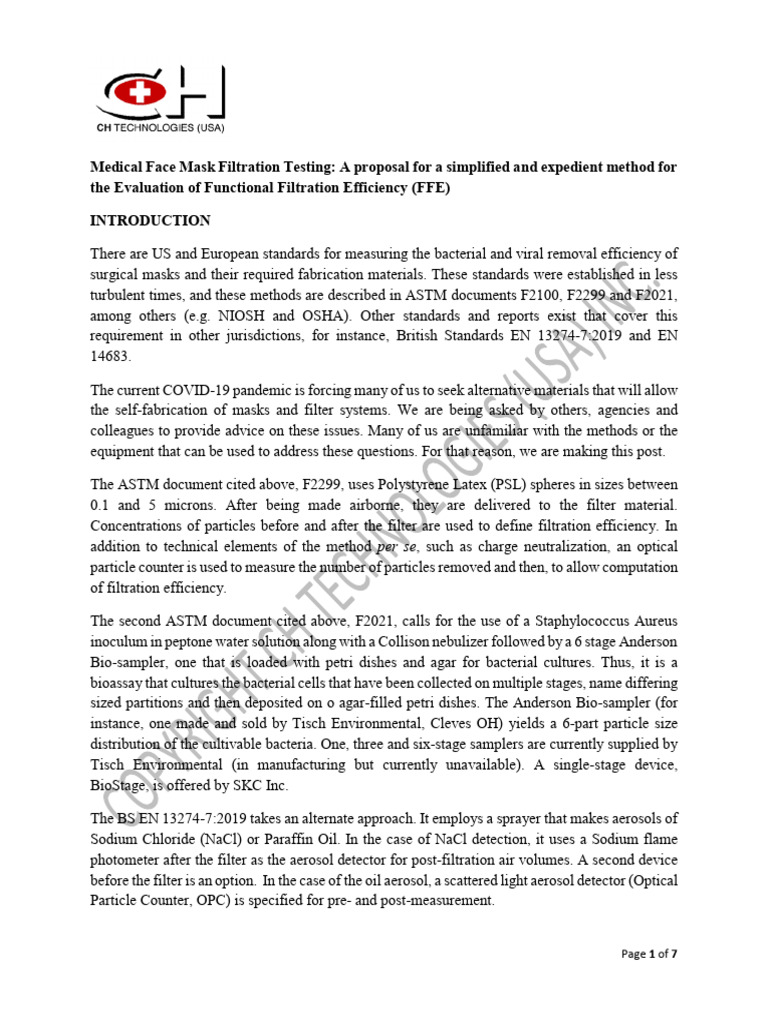 Protocol For Filtration Efficiency Method Estimation | PDF | Filtration ... Protocol For Filtration Efficiency Method Estimation | PDF | Filtration ...