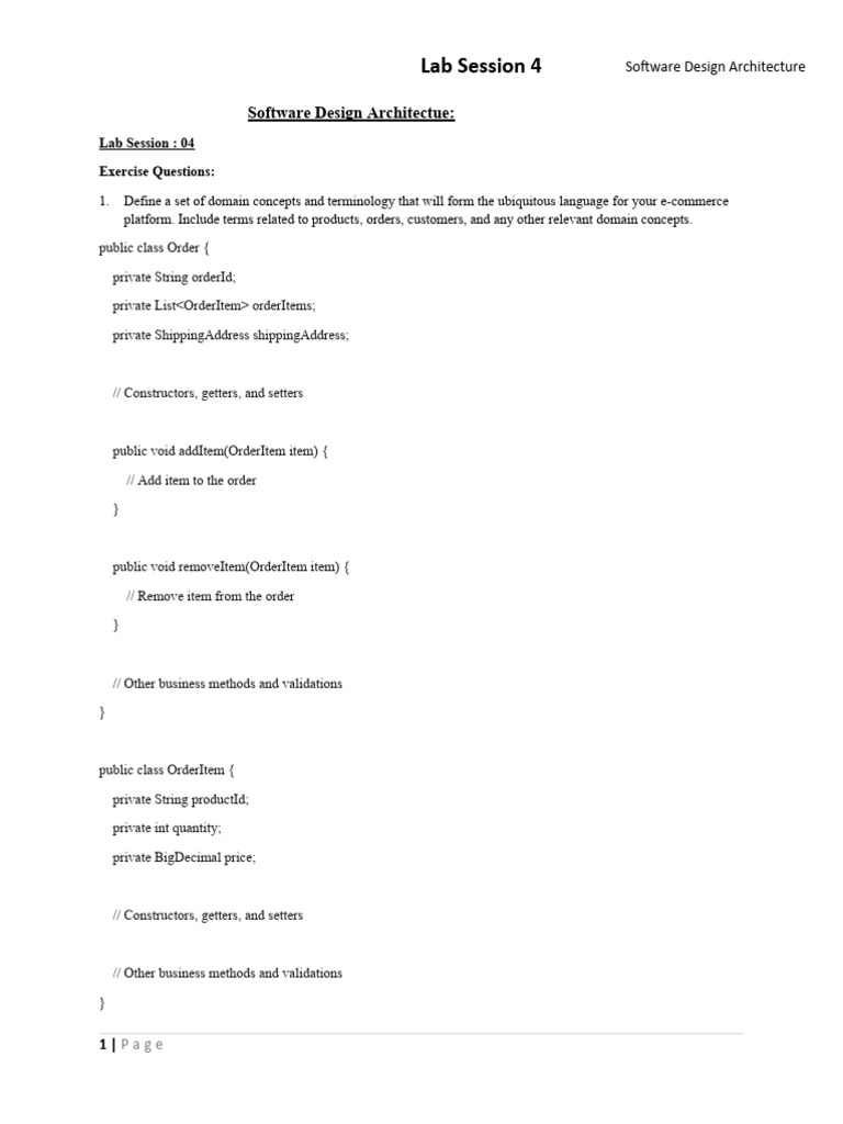 SoftwareDesignArchitectue LabSession 04 | PDF | Class (Computer Programming) | Computing