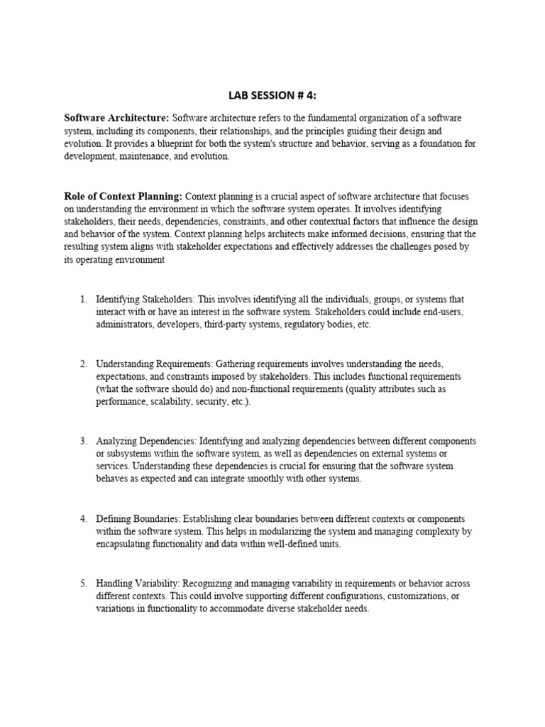 Lab Session 4 (Context Planing) | PDF | System | Software Architecture