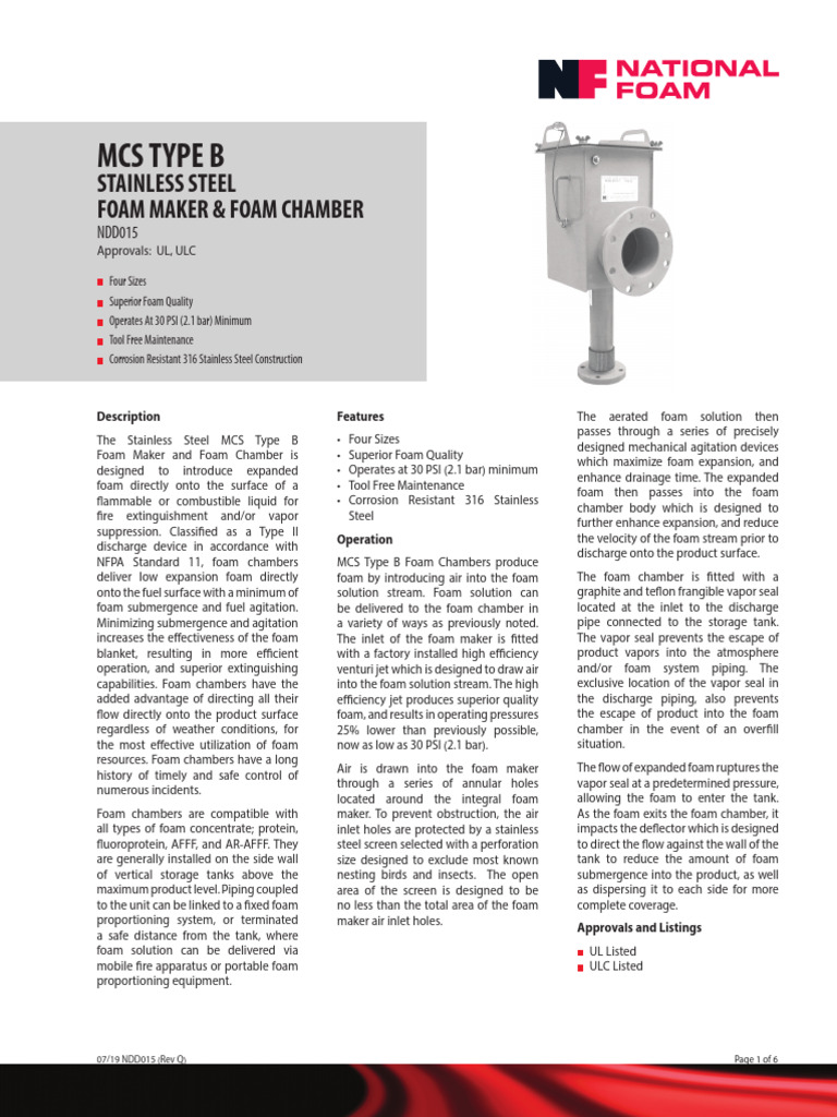 MCS Type B Foam Chambers SS | PDF | Pipe (Fluid Conveyance) | Building Engineering