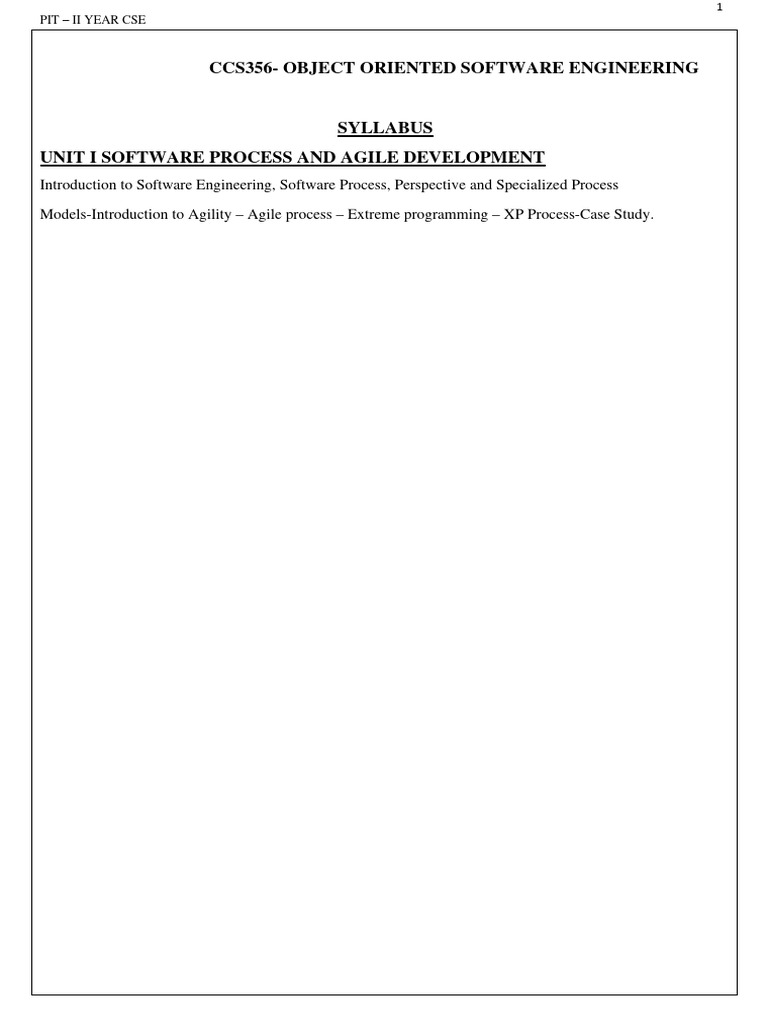 Oose Unit I (Updated) | PDF | Software Testing | Software Development ...