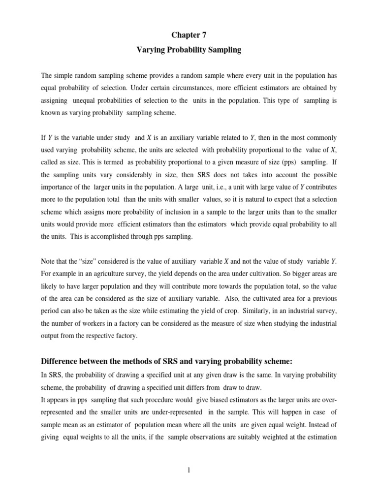 Chapter7 Varying Probability Sampling | PDF | Sampling (Statistics) | Estimator