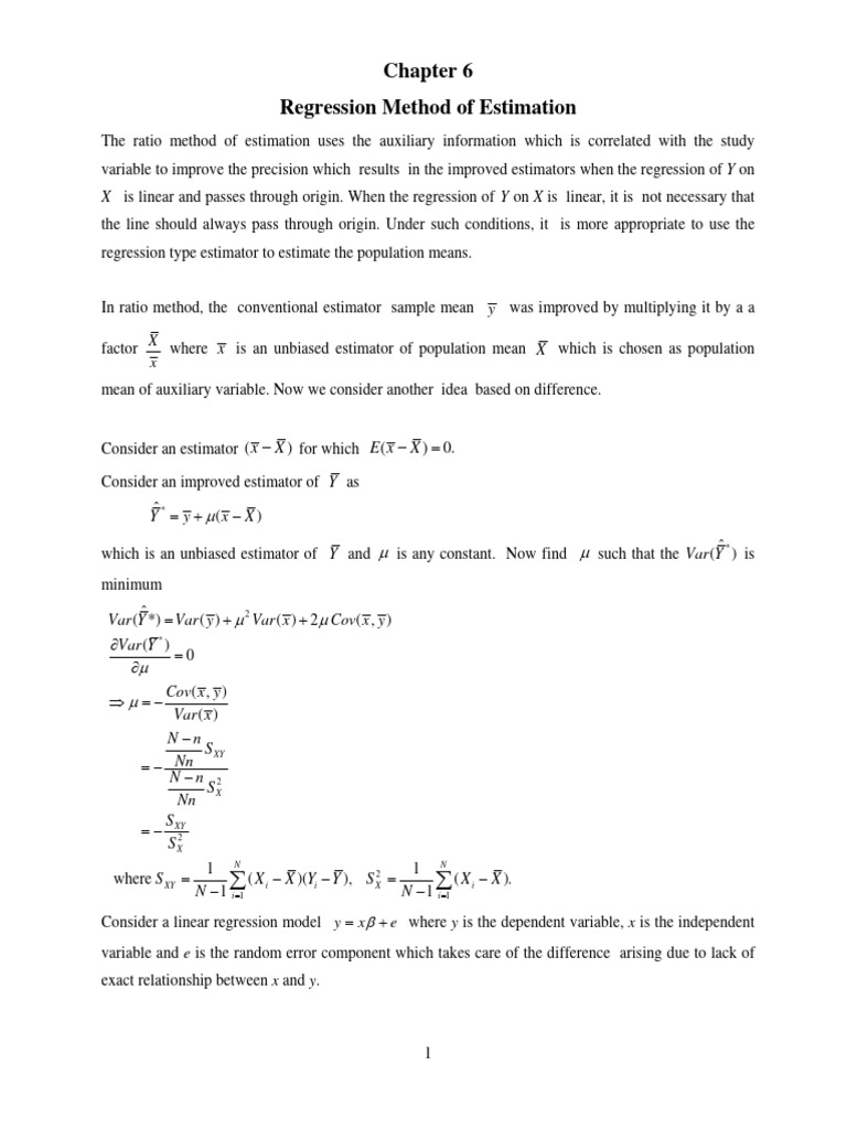Chapter6 Regression Method Estimation | PDF | Linear Regression | Estimator Chapter6 Regression Method Estimation | PDF | Linear Regression | Estimator