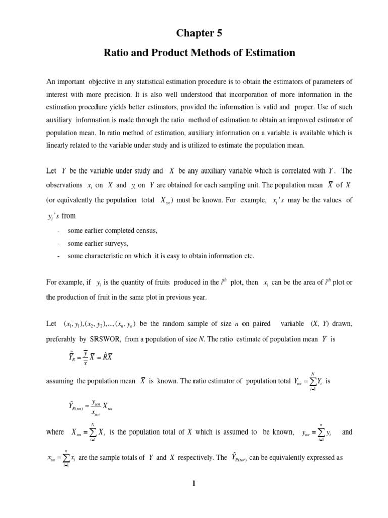 Chapter5 Ratio Method Estimation | PDF | Estimator | Mean Squared Error