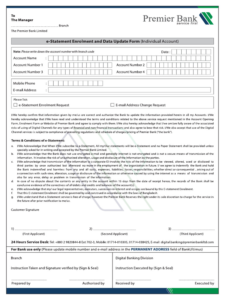 E-Statement Individual Account Form | PDF