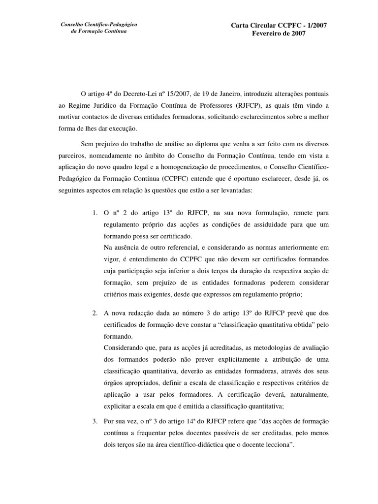 Carta Circular 1-2007 | PDF