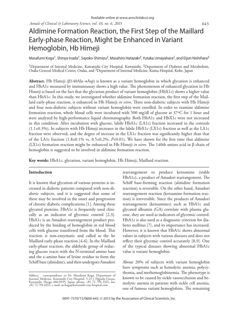 Aldimine Formation Reaction, The First Step of the Maillard Early-phase Reaction, Might Be ...