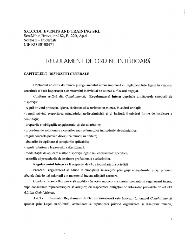 CCDL Regulament Intern | PDF