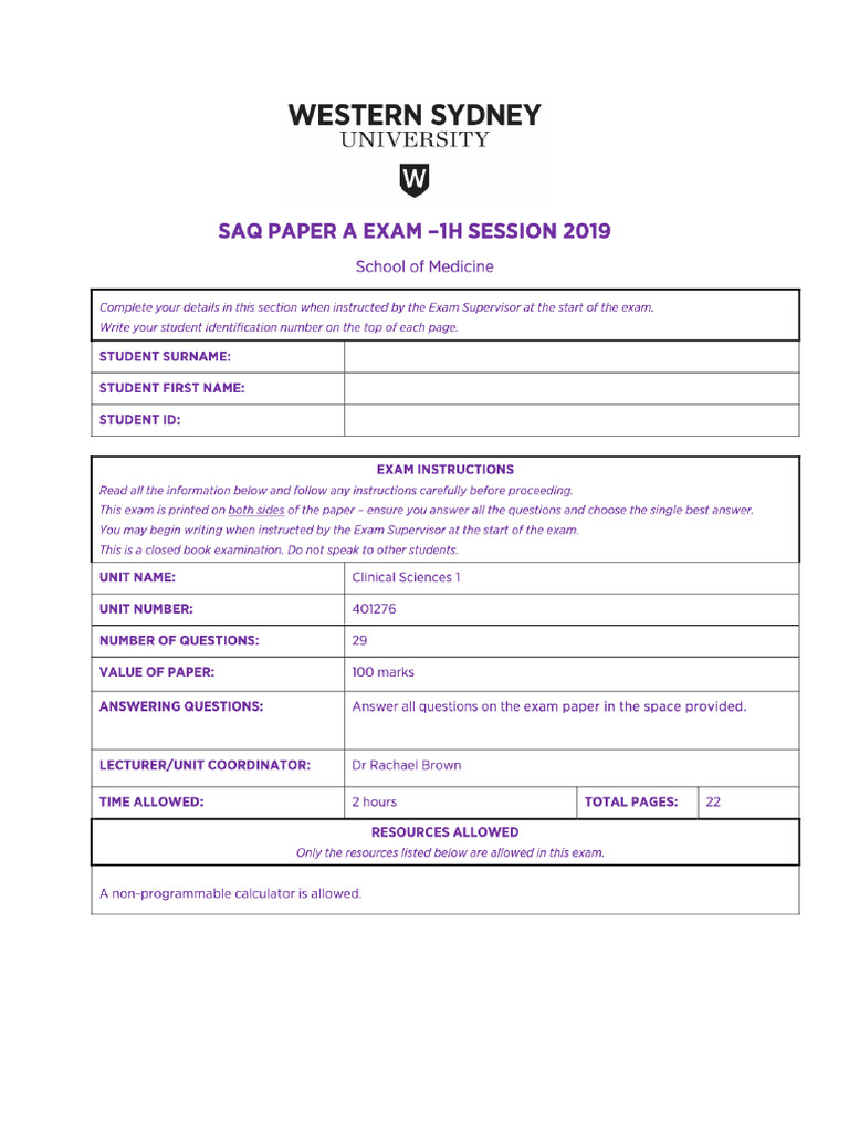 Wsu Sample Paper | PDF