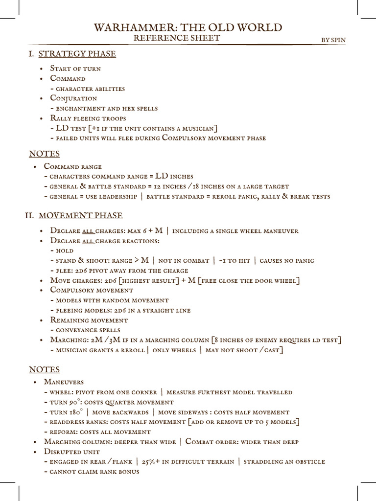 Warhammer Old World Gameplay Reference Guide | PDF | Military ...
